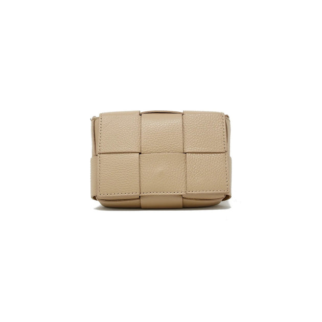 Small Woven Leather Bag in Beige – Sparkles Jewelry