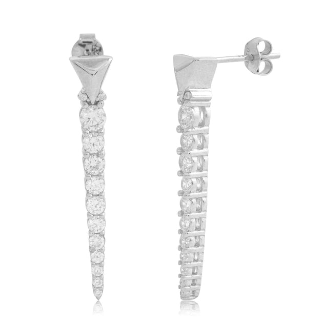 Triangle Line Cz Dangles In White Gold – Sparkles Jewelry